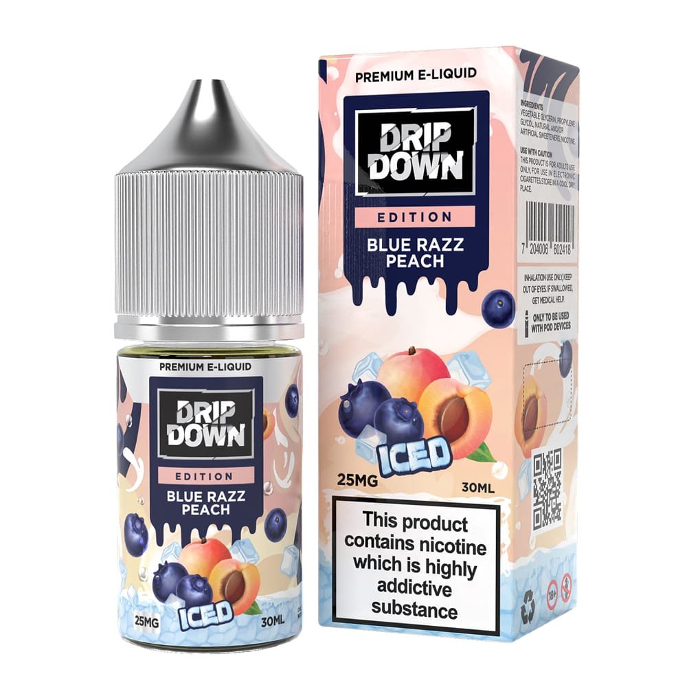DRIP DOWN EDITION Blue Razz Peach ICED 25/50MG | Vape Streets